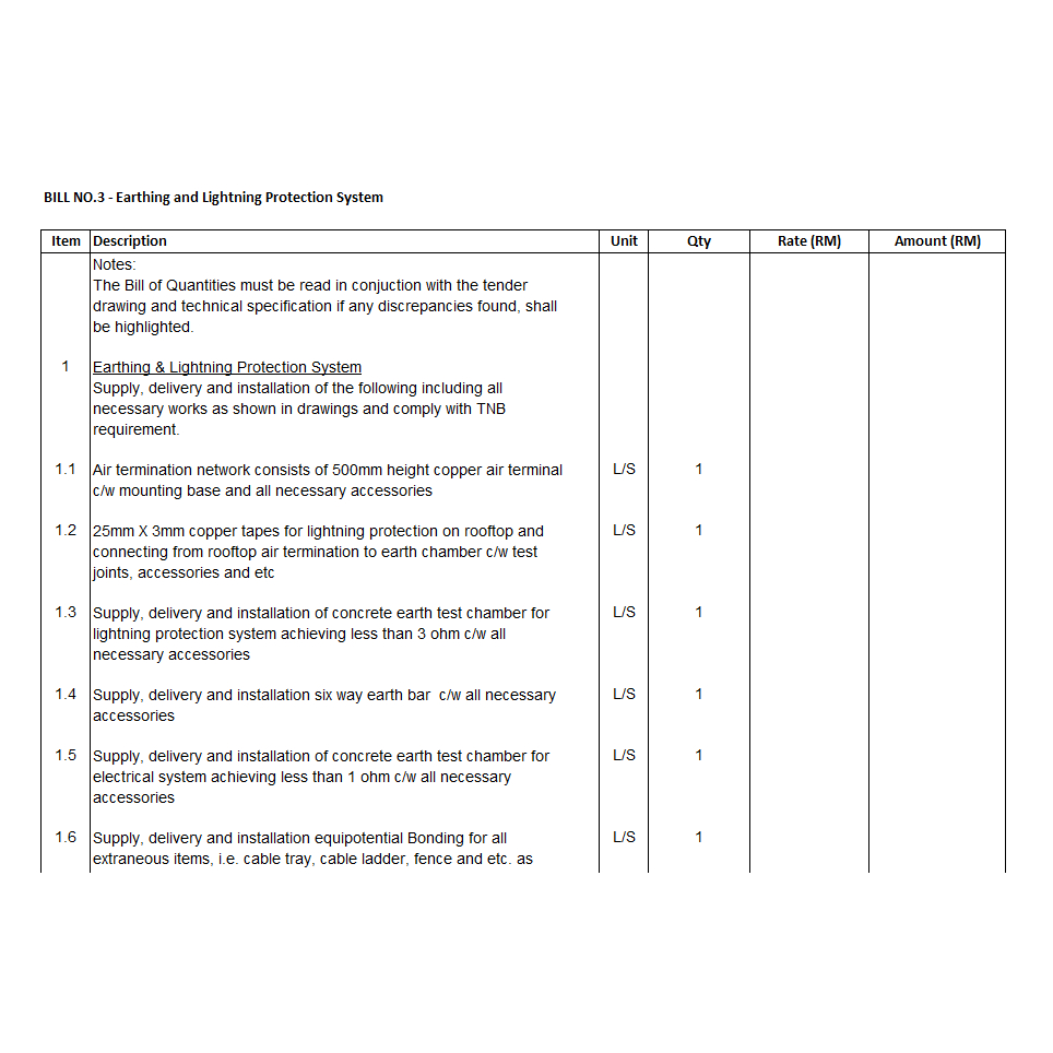 Bill of Quantity Electrical Works BOQ Excel File | Shopee Malaysia