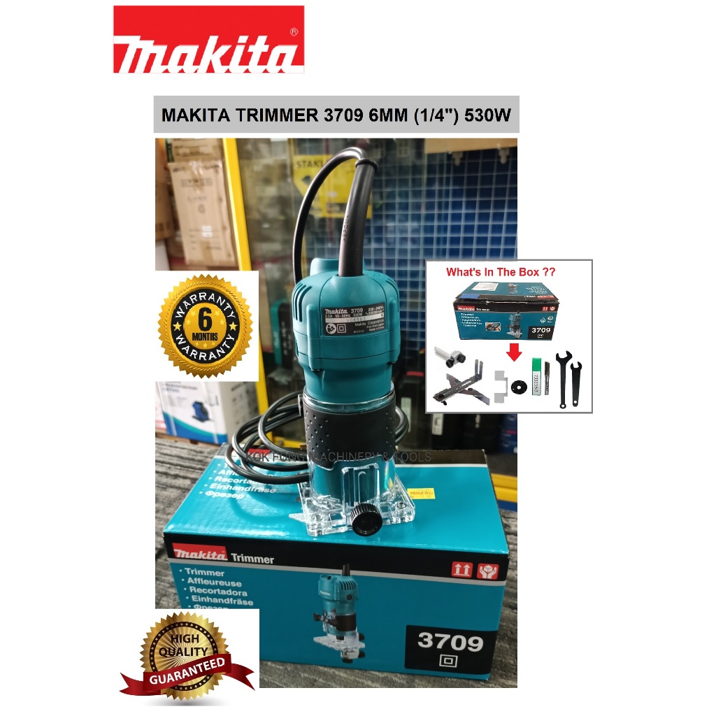 MAKITA 3709 CORDED TRIMMER ROUTER 6MM (1/4″) WOOD TRIMMER ROUTER 530W ...