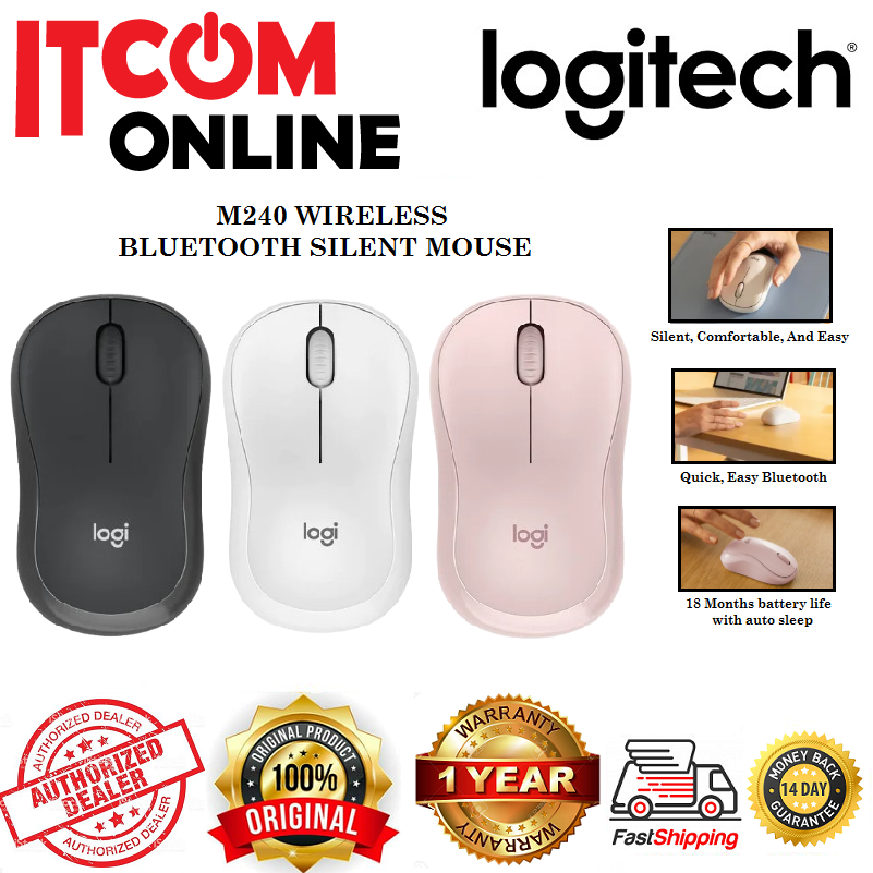 LOGITECH M240 WIRELESS BLUETOOTH SILENT MOUSE (BLACK/WHITE/OFF WHITE ...