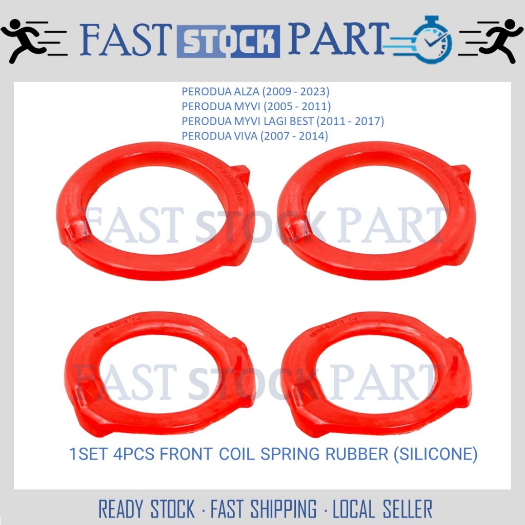 1SET 4PCS FRONT COIL SPRING RUBBER LOWER UPPER RED SILICONE - PERODUA ...