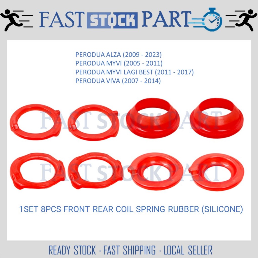 1SET 8PCS FRONT REAR COIL SPRING RUBBER UPPER LOWER RED SILICONE ...