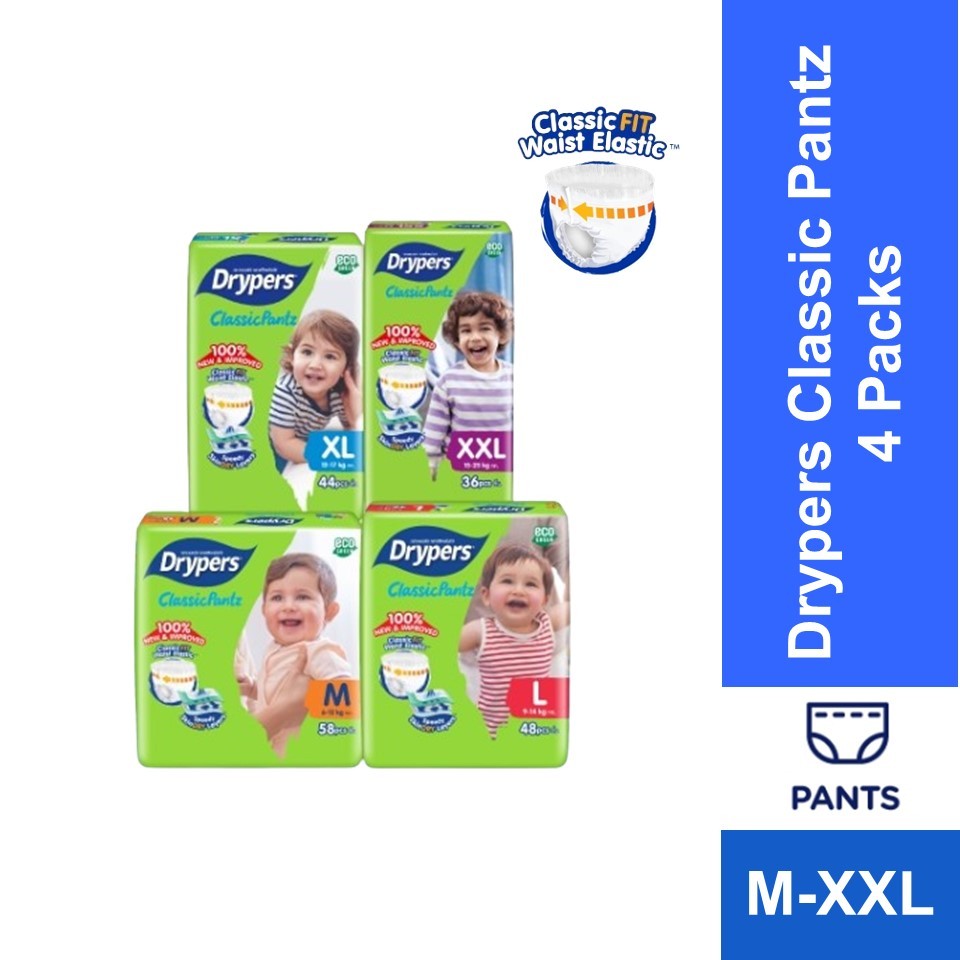 Drypers ClassicPantz M58 / L48 / XL44 / XXL36 (4 Packs) | Shopee Malaysia