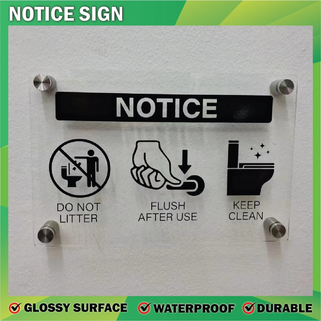 Toilet Rule Notice Sign - Clear Acrylic 20x30 cm /WA35 | Shopee Malaysia