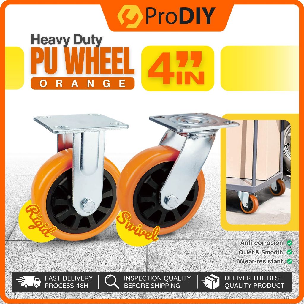 Industrial Professional Heavy Duty Caster 4 in / 100mm PU Wheel Swivel ...
