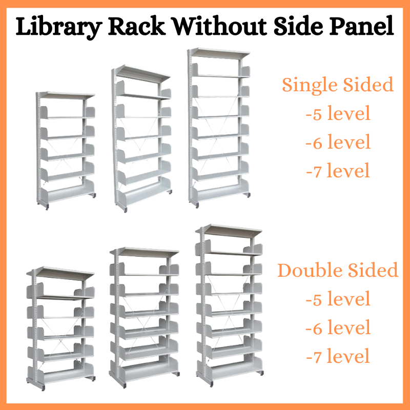 5 / 6 / 7 Level Library Rack Without Side Panel | Rak Besi Buku Kabinet ...