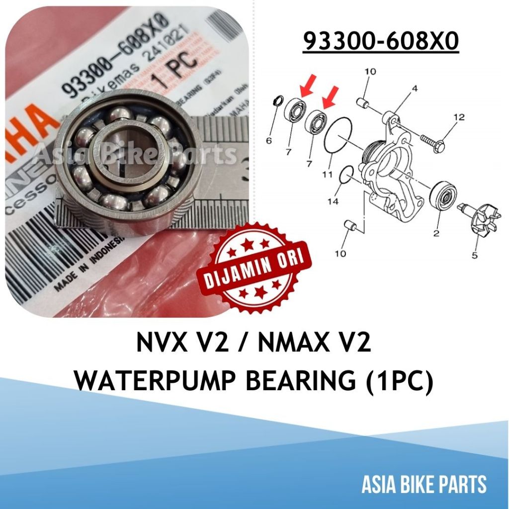 Yamaha Original NVX V2 / NMAX V2 Water Pump Bearing Waterpump - 93300-608X0 | Shopee Malaysia