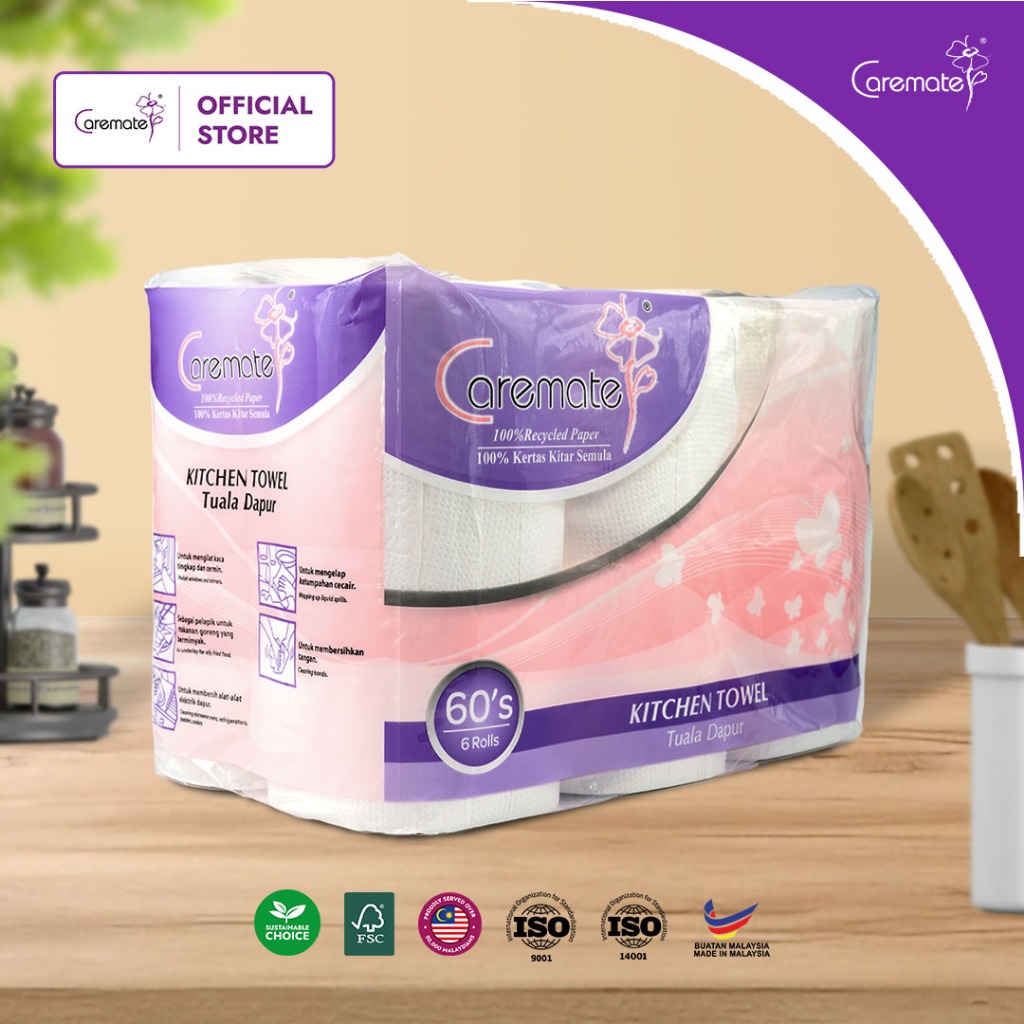 Caremate VP Kitchen Towel 60's x 6 Rolls | (EXTRA JIMAT) Quick ...