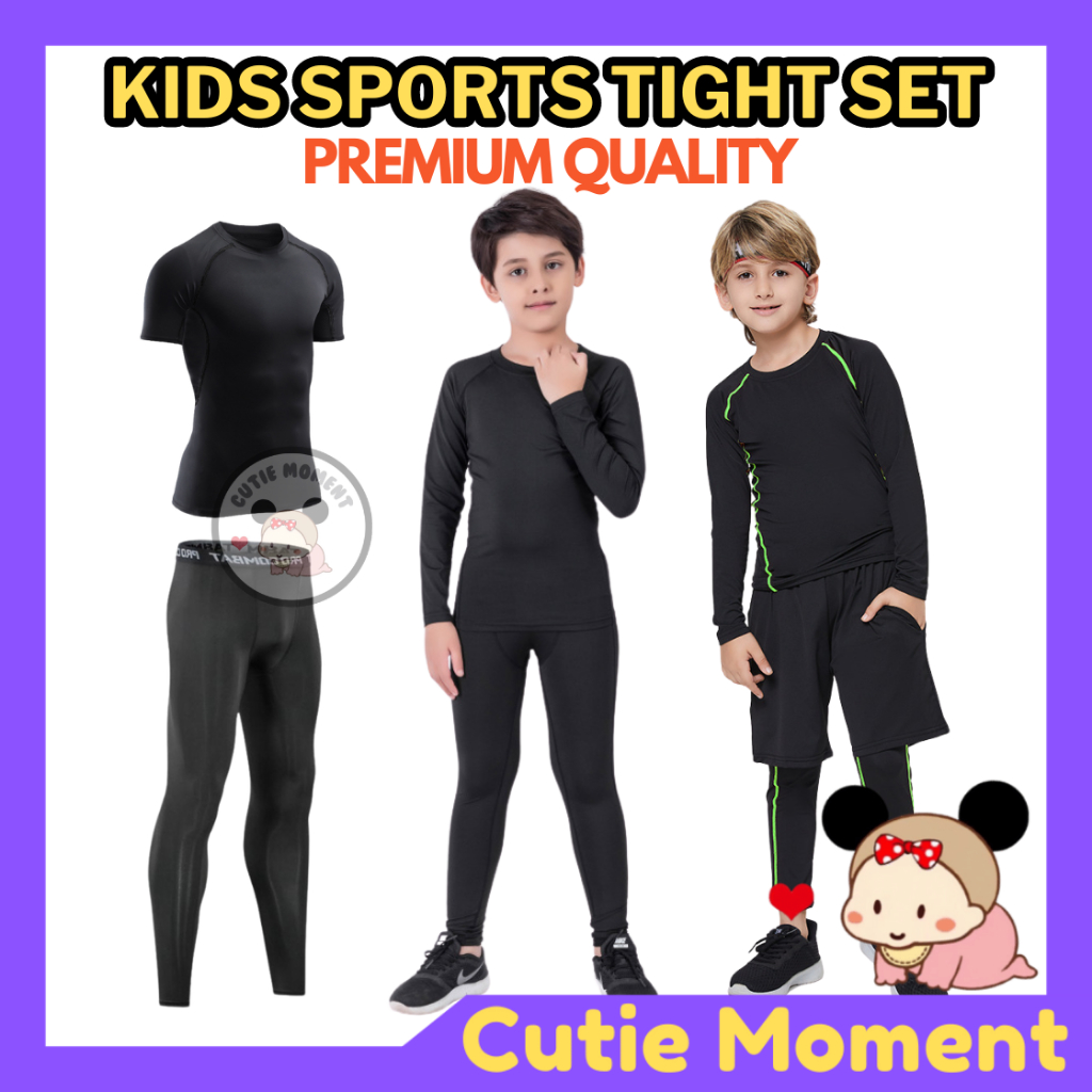 kids sports tights inner set baju inner budak kids tight compression ...