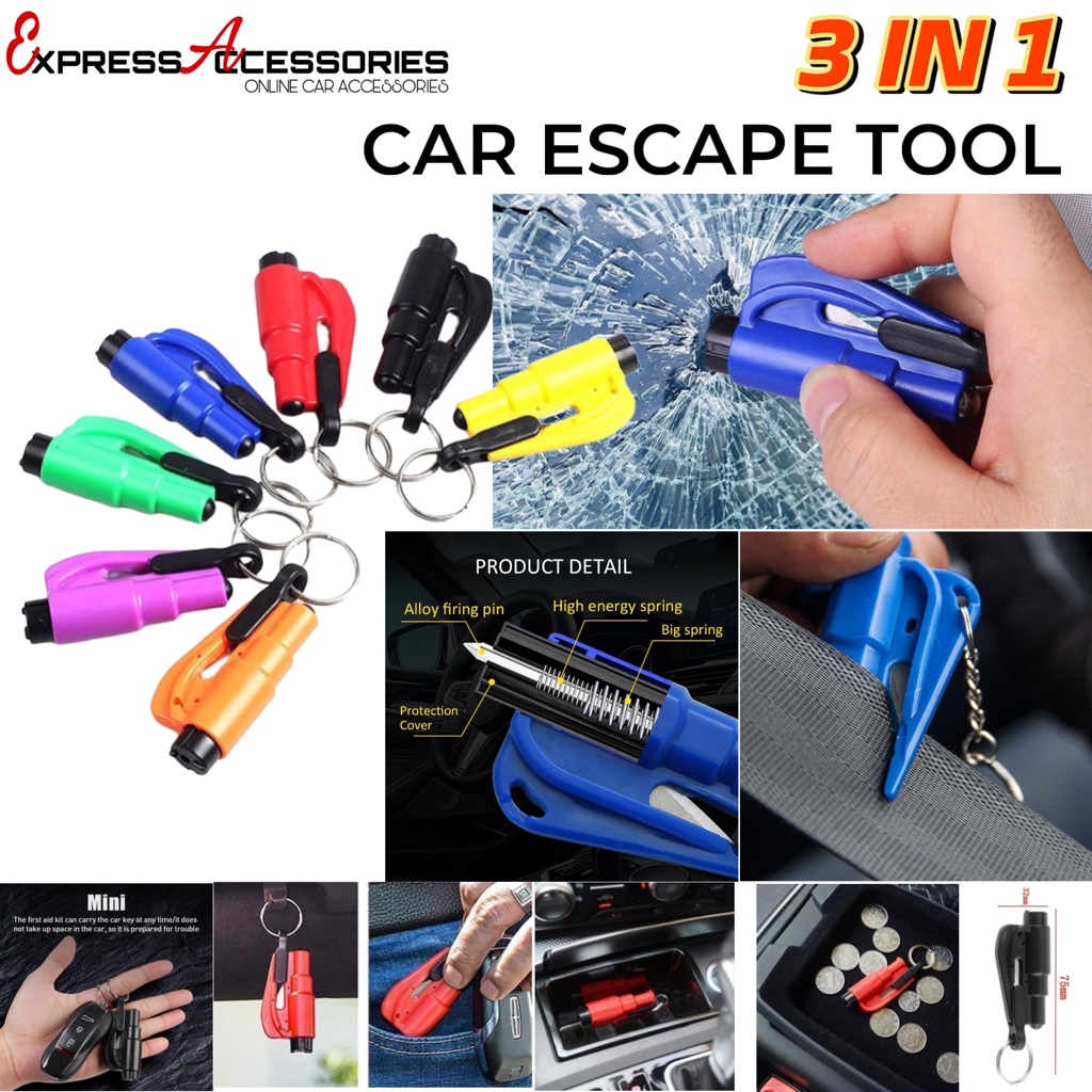 2 In 1 Mini Car Safety Hammer Emergency Escape Hammer car Glass Window Breaker Seat Belt Cutter ...