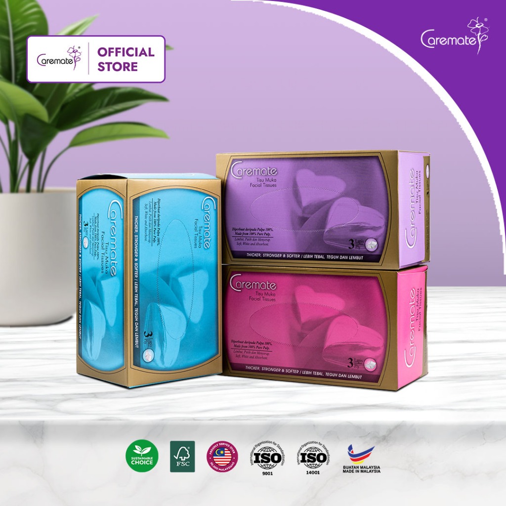 Caremate Facial Tissue 3 Boxes x 120's x 3 Ply | (LUXURIOUS) Tisu Muka ...