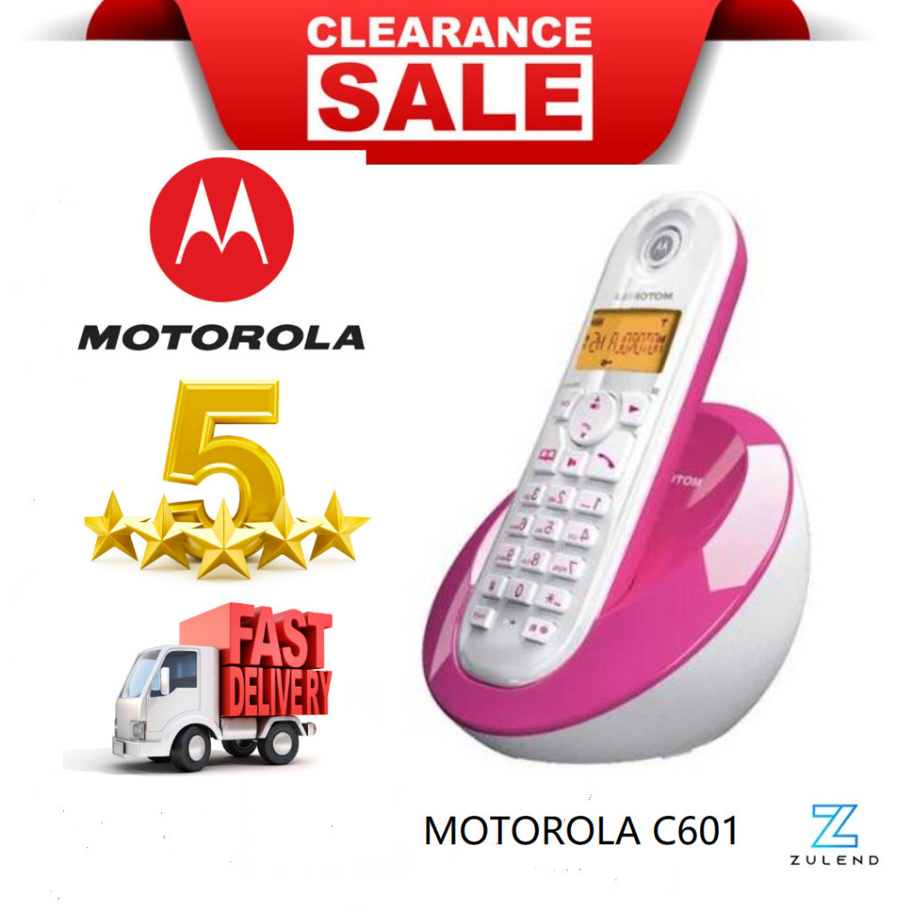 MOTOROLA Cordless Dect Phone C601 With Large Display ,Low Battery Indicator & Handsfree Facility ...