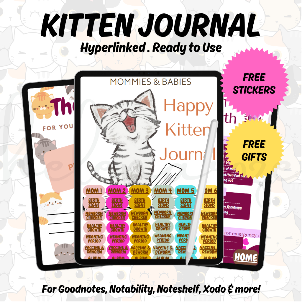 Kitten Journal Hyperlinked PDF, Pet Planner, Pet Care Planner, digital ...