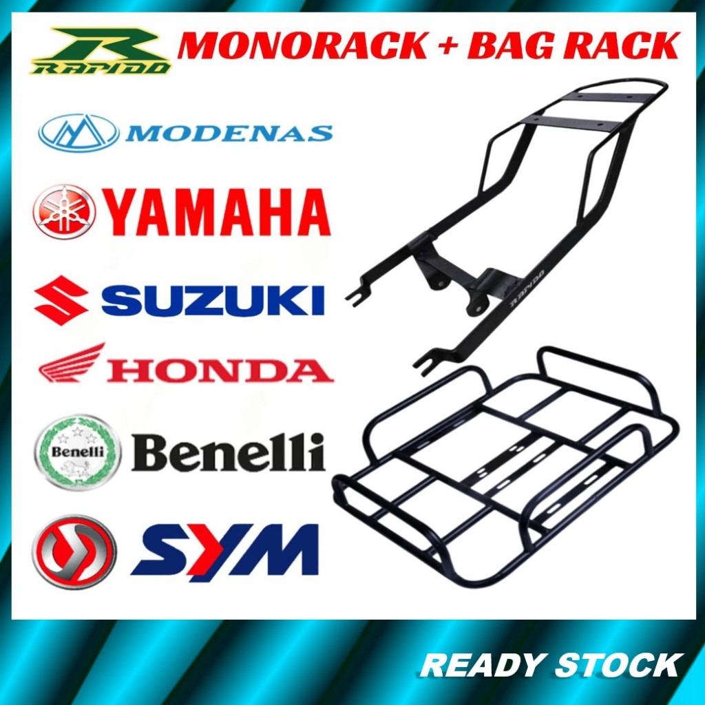 (YAMAHA HONDA SYM MODENAS) RAPIDO Monorack Motorcycle+Food Delivery Bag ...
