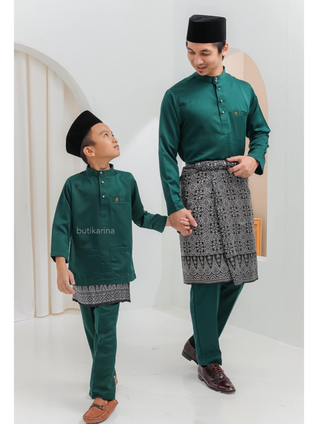 BAJU MELAYU AYAH ANAK WARNA HIJAU EMERALD GREEN SET SEDONDON RAYA ...