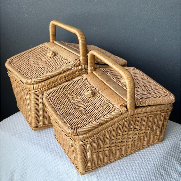 Picnic basket with cover 2 way rattan carrying basket Bakul rotan dgn ...