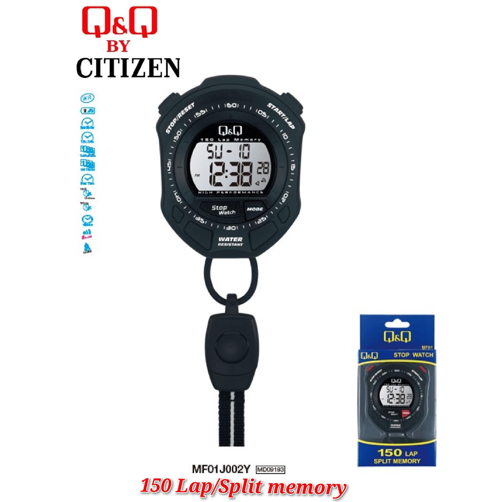 Q&Q Watch By Citizen stopwatch MF01- 150 Lap/Split memory - MF01J002Y ...