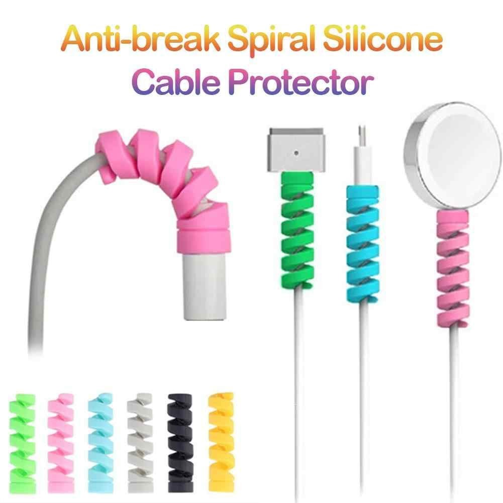 1Set4Pcs SPIRAL SILICON Cable Wire Charging Cord Protector Anti Fracture Data Line Bobbin Winder ...