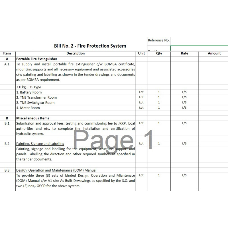 Bill of Quantities Mechanical ME BOQ Excel Sheet | Shopee Malaysia