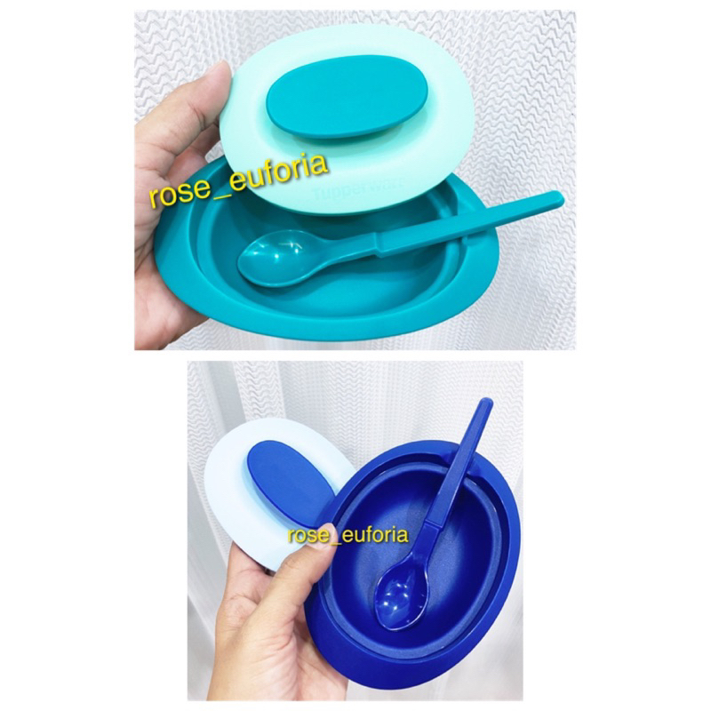 Tupperware Royale Blue Turquoise Cyan Sambal Dish 110ml with Spoon baby ...