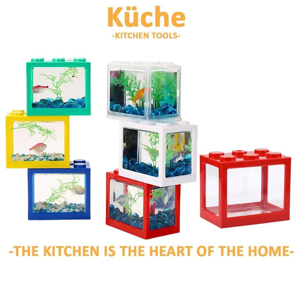 KUCHE Lego Block Design Betta Breeding Transparent Mini Fish Aquarium ...