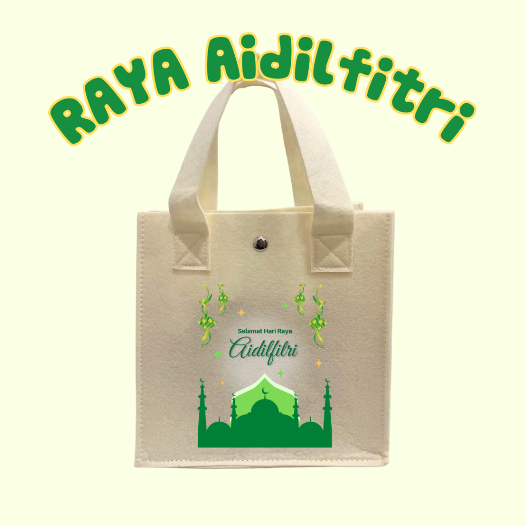 CUSTOM NAMA | LOGO Raya Aidilfitri Boleh Letak Cetak Nama Mini Felt Beg ...