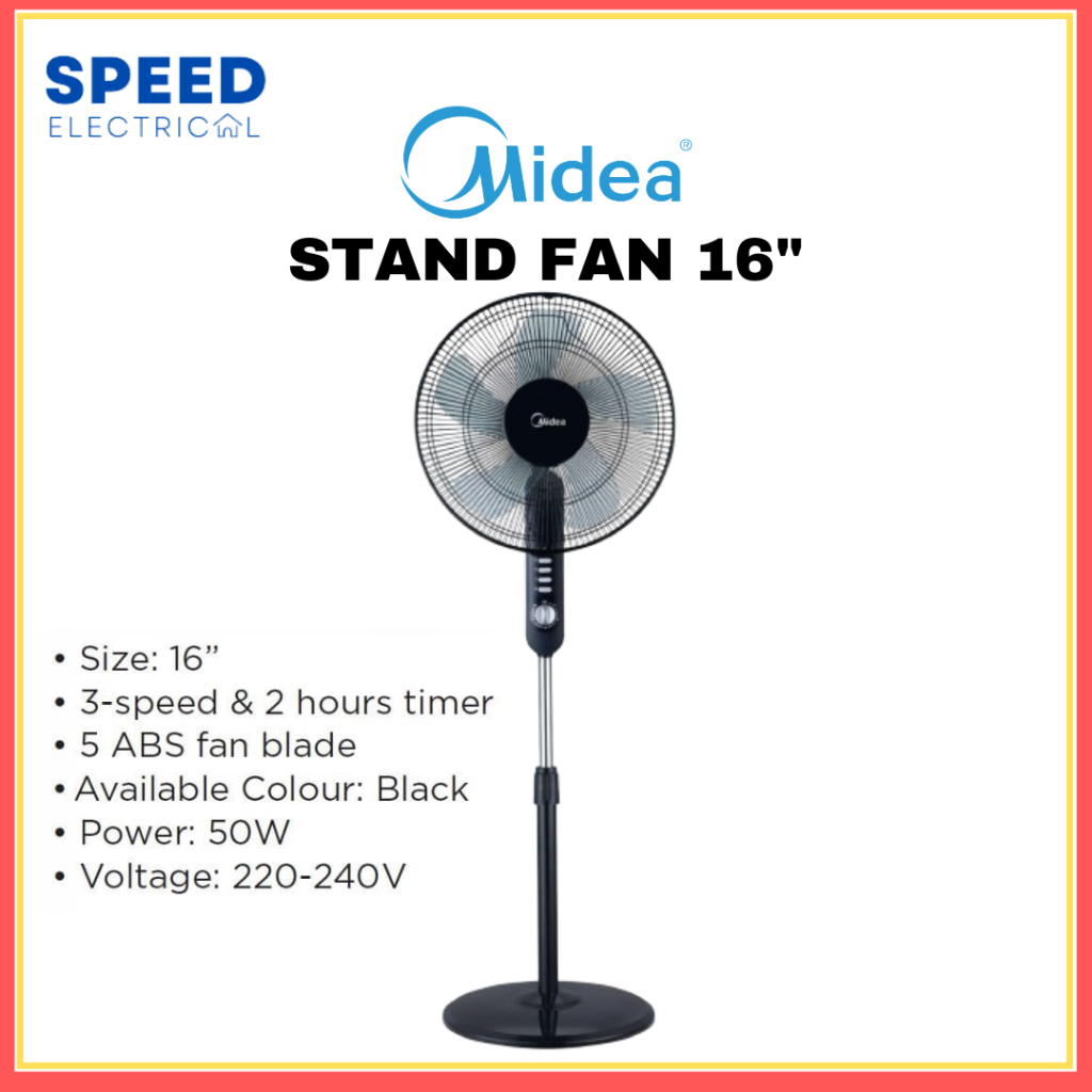 Midea Stand Fan 16inch with Timer MF-16FS15F 站立式风扇 Kipas Berdiri with ...