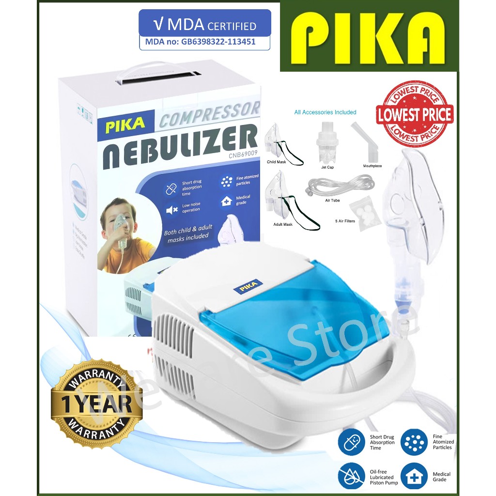 【KKM LULUS】PIKA Mesin Nebulizer For Kids Asthma Saline Compressor ...