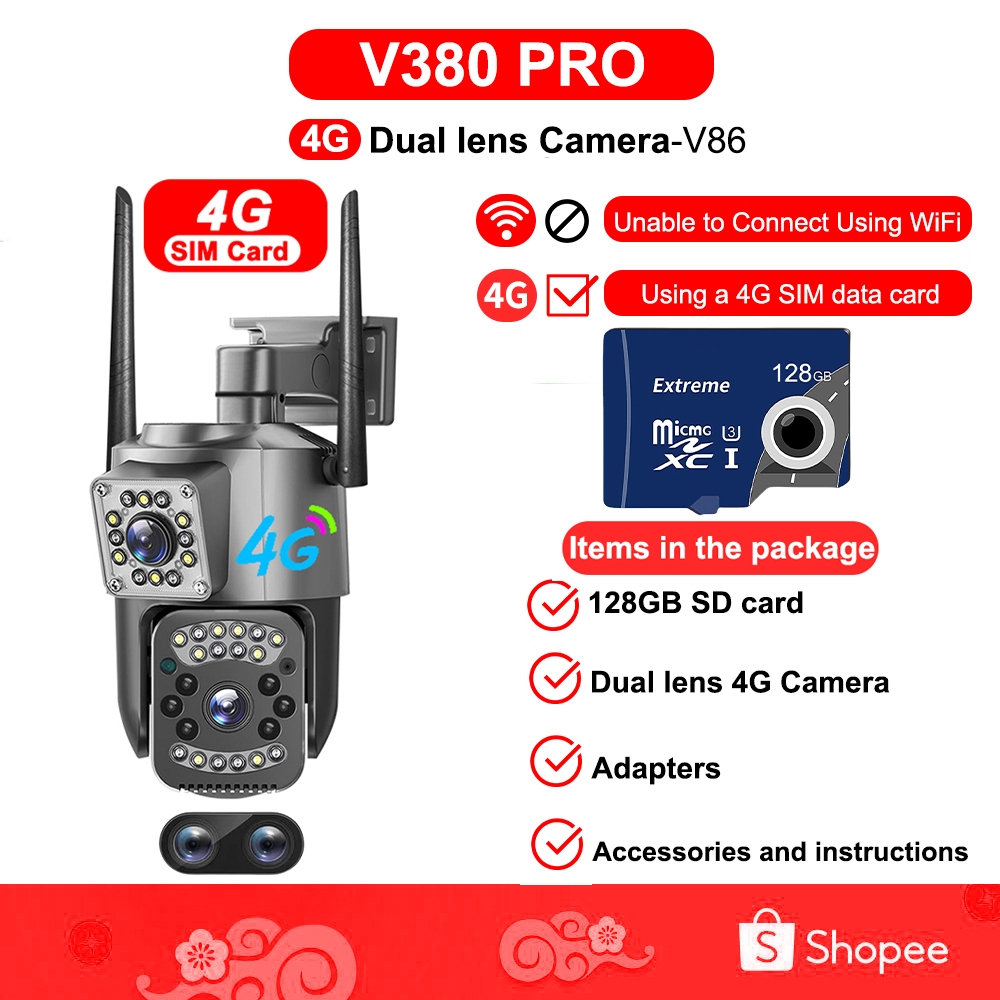 V380 Pro wireless dual lens outdoor waterproof wifi 360 cctv camera ...