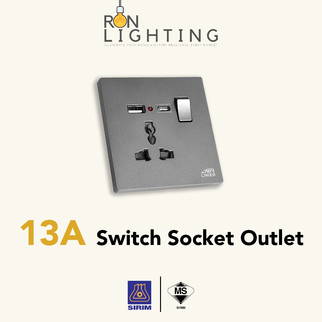 【SIRIM】13A Switch Socket Outlet Power Wall Plug ULTRA SLIM Modern ...
