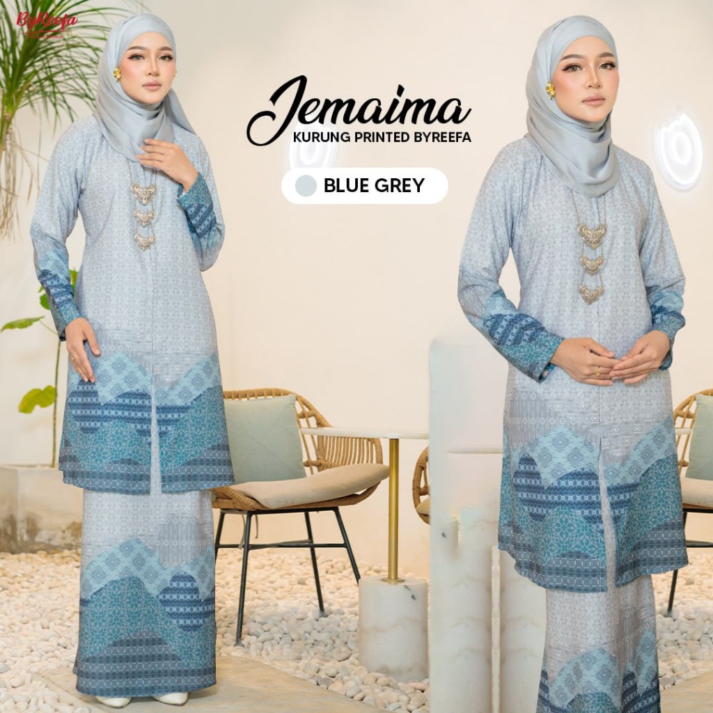 NEW ARRIVAL RAYA BAJU KURUNG JEMAIMA PRINTED MATERIAL SUTERA DOBBY LINE BYREEFA 2024 | Shopee ...