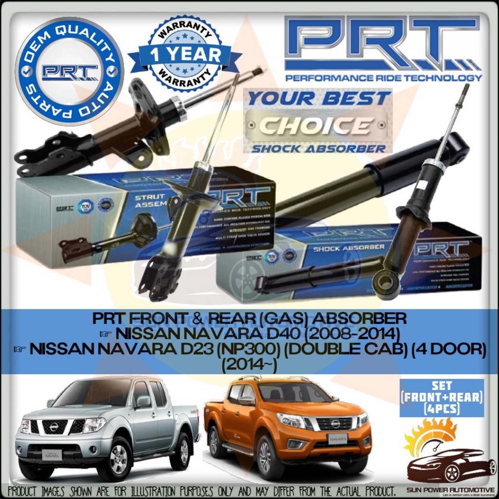 PRT Nissan Navara D40 / D23 NP300 Gas Shock Strut Absorber ( FRONT REAR ...