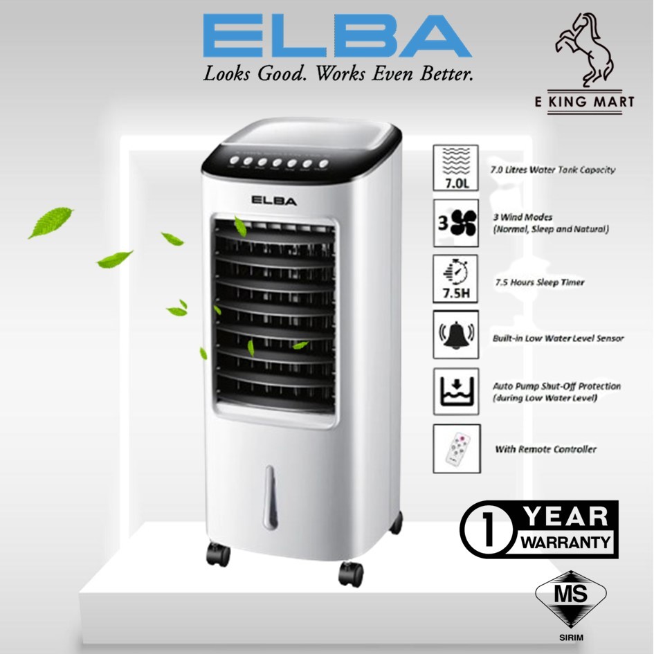 ELBA Air Cooler Stand fan Portable 7.0L Remote Control EAC-G6570RC(WH ...
