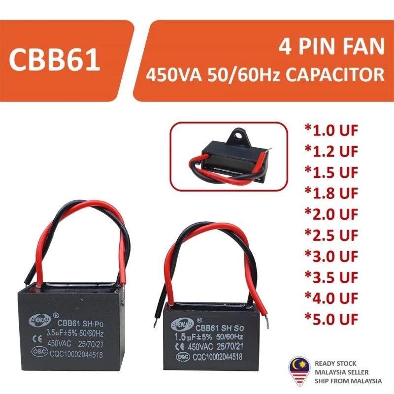 FIGHTER /senju /ihandy Fan Capasitor kapasitor kipas siling motor fan capacitor PCB 1.5uf 2uf 2 ...