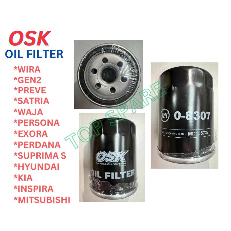 OSK OIL FILTER 0-8307 WIRA GEN2 PERSONA BLM FLX PERDANA PREVE EXORA ...