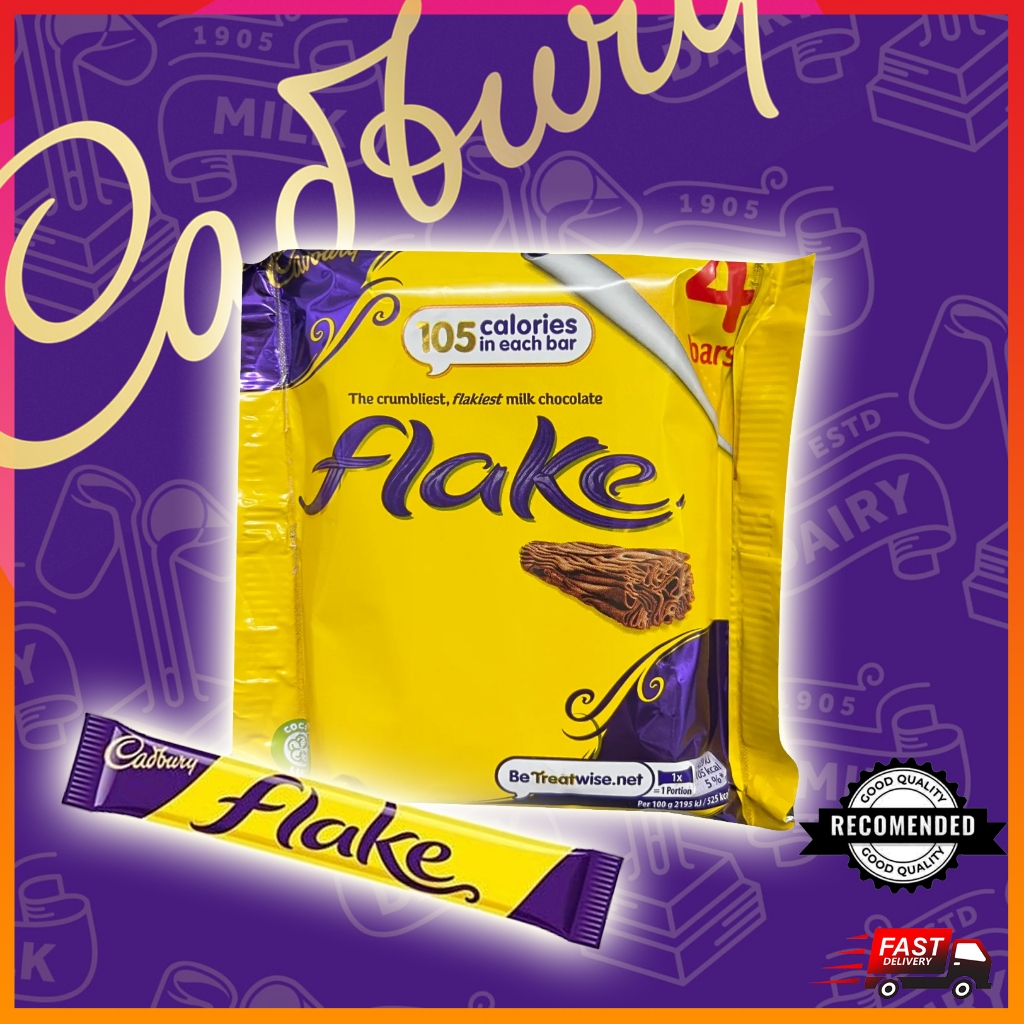Cadbury Flake Mini Chocolate Bar 80g | Total 4 long bars of British ...
