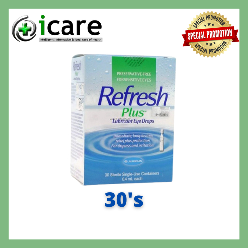 ALLERGAN REFRESH PLUS LUBRICANT EYE DROPS 30'S SINGLE USE CONTAINERS 0 ...