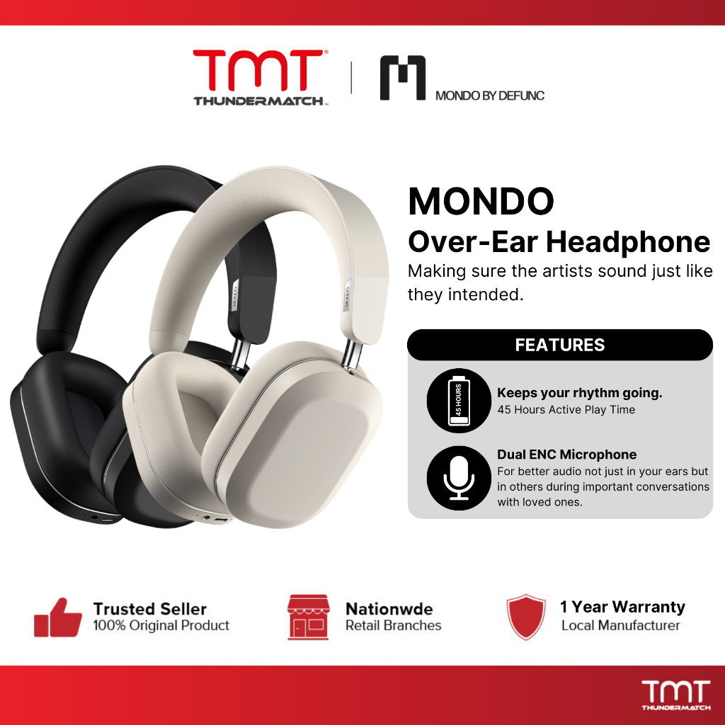 Mondo By Defunc Over Ear Wireless Headphones | 45 Hours Active Playtime ...