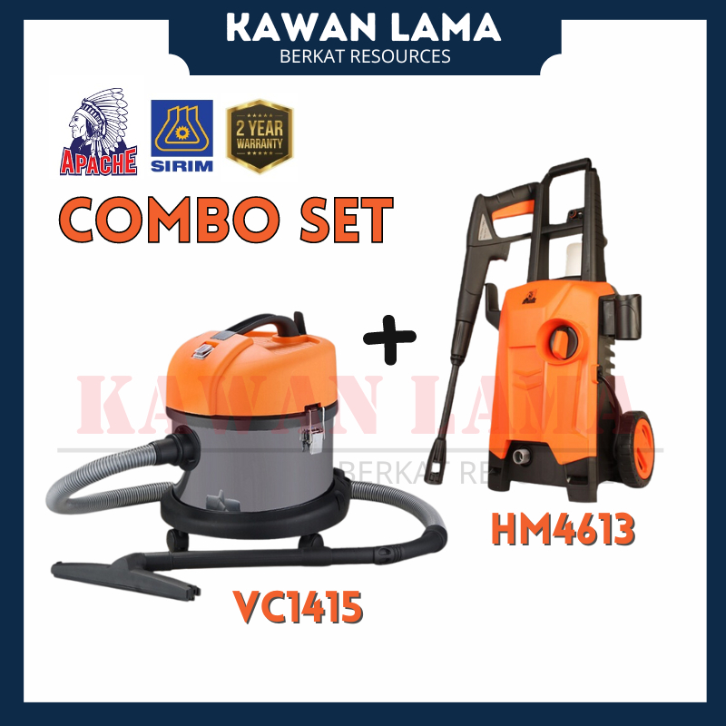 COMBO SET (APACHE HM4613 High Pressure Cleaner + APACHE VC1415 Wet ...