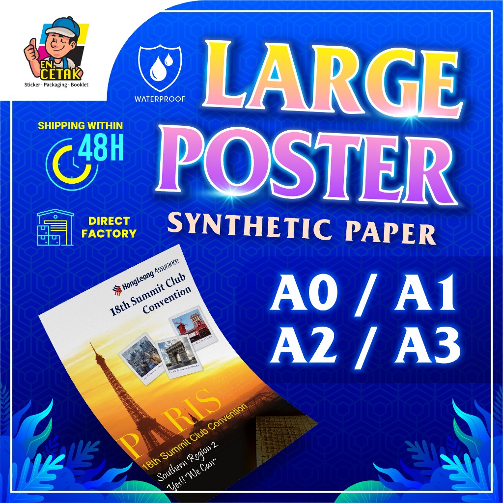 A0 A1 A2 A3 SYNTHETIC PAPER LARGE POSTER PHOTO (BORDERLESS) COMMERCIAL ...