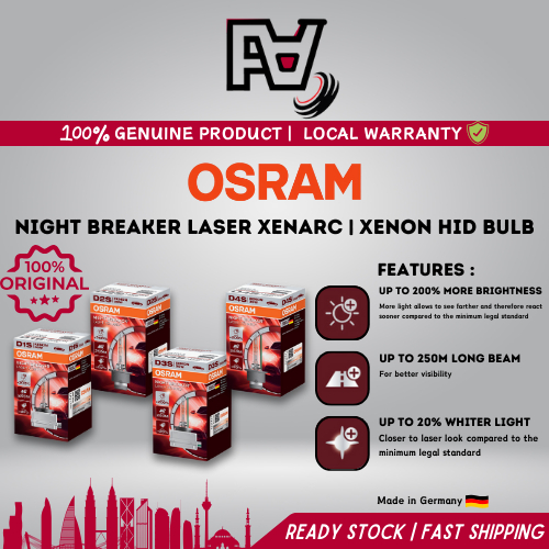 [READY STOCK] OSRAM Night Breaker Laser XENARC HID Bulb | D1S, D2S, D3S ...