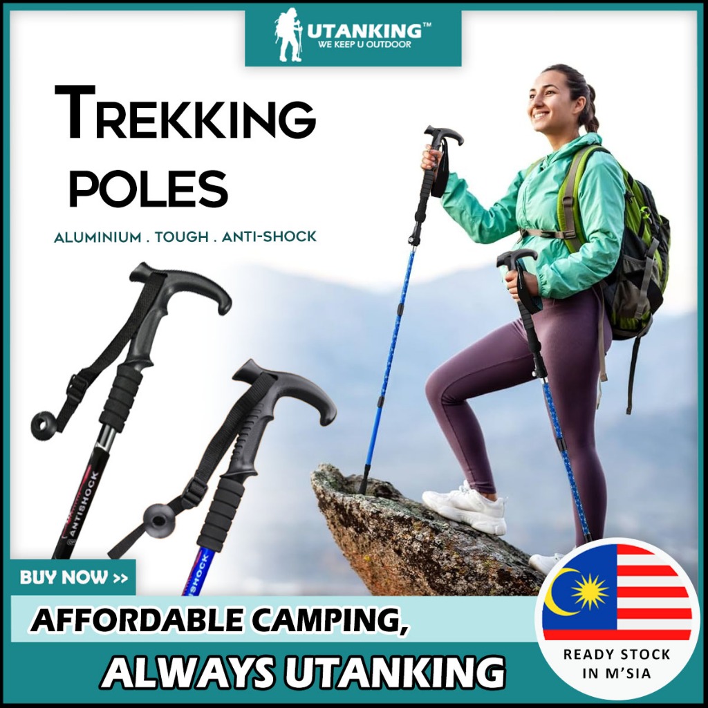 UtanKing™ Light Weight Trekking Pole Anti-Shock Aluminium Hiking Poles ...