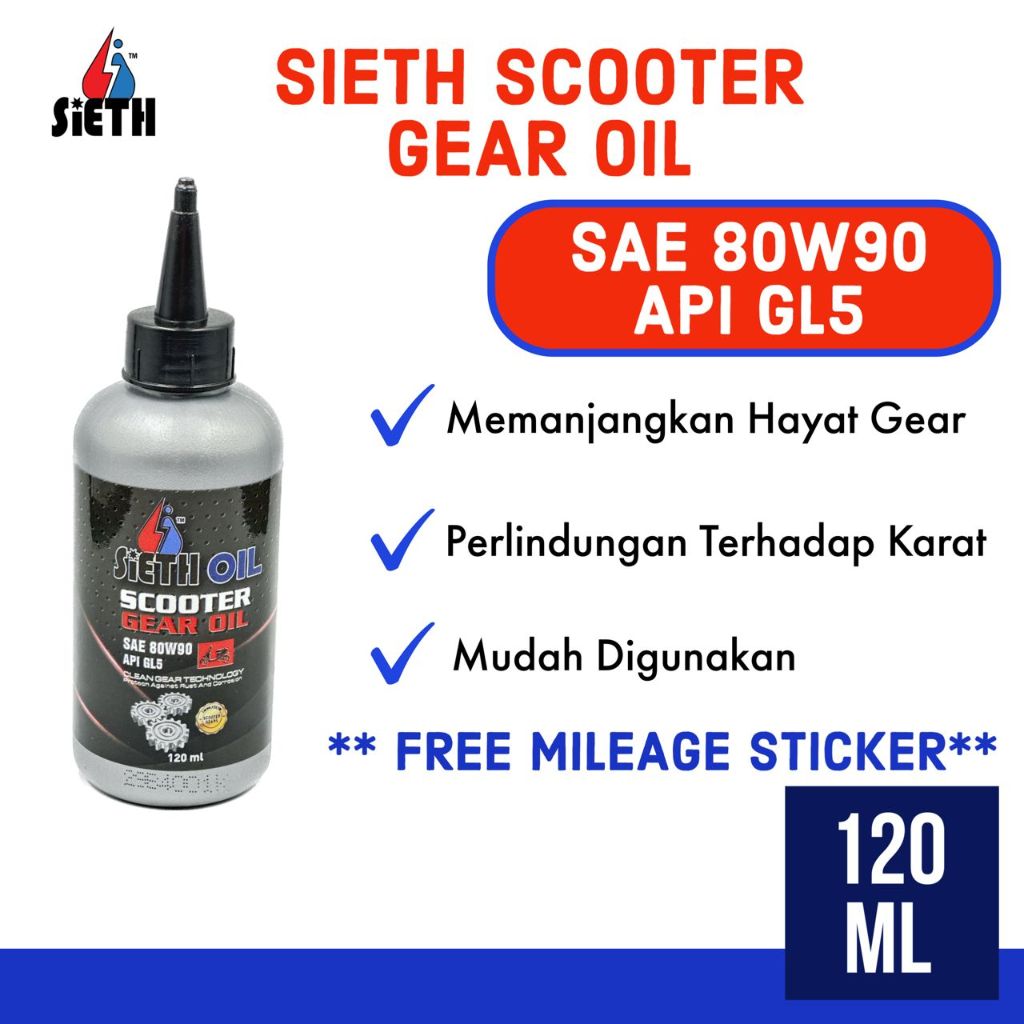 【100% ORIGINAL】SIETH MINYAK GEAR SCOOTER SAE 80W90 API GL5 (120ML ...