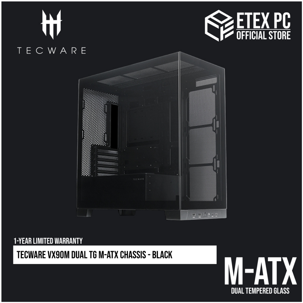 Tecware VX90M Dual TG mATX PC Case - Black # TWCA-VX90M-BKAR | Shopee Malaysia