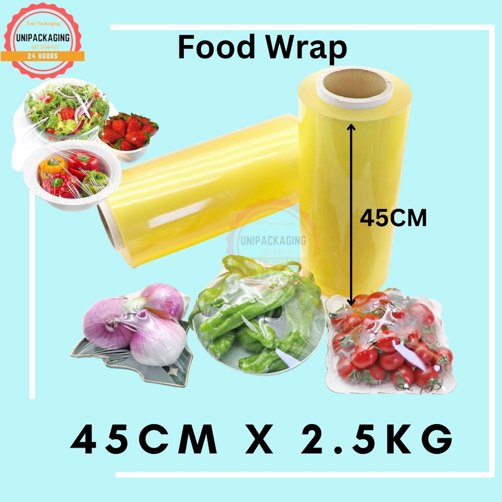 Food Wrap Cling Film 45CM x 2.5Kg Fresh Wrap Catering Film with Cutter ...