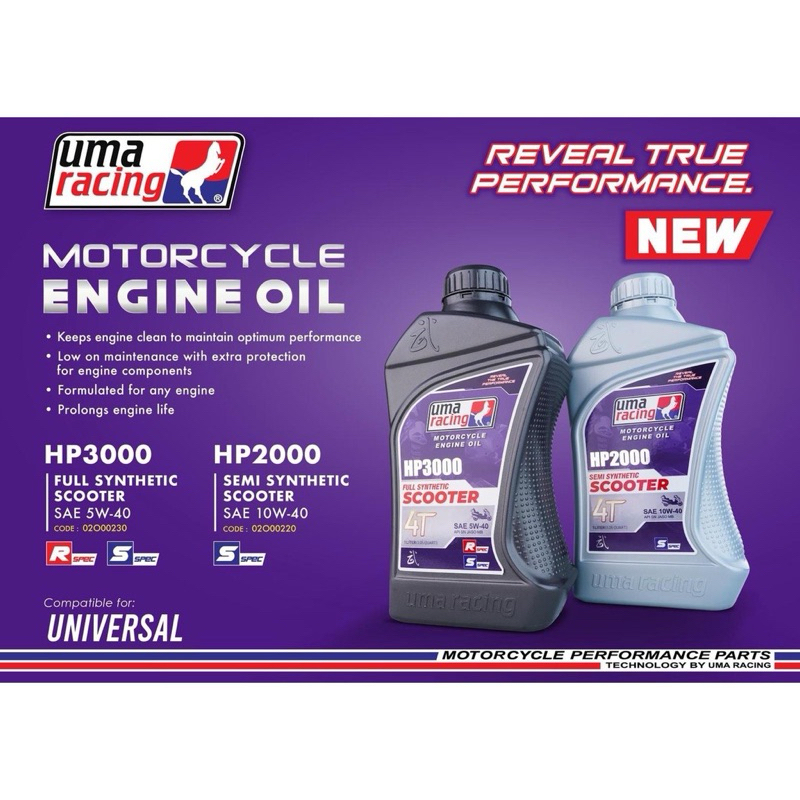UMA RACING SCOOTER ENGINE OIL 4T OIL 10W40 5W40 SEMI FULLY SYNTHETIC | Shopee Malaysia
