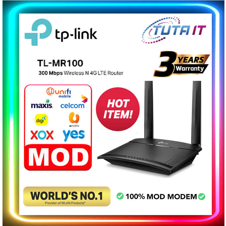 TP-Link TL-MR100 300 Mbps Wireless N 4G LTE Router Support Hotspot ...