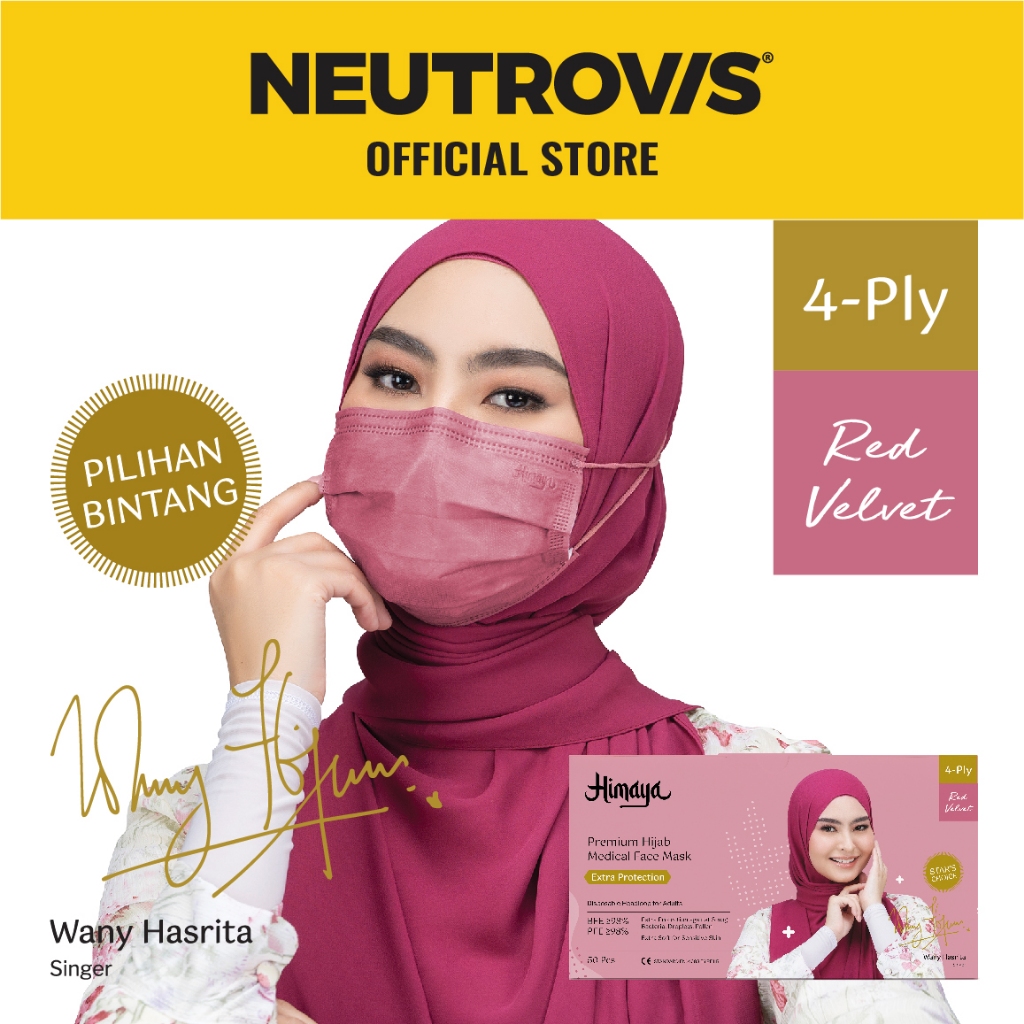 Himaya 4-Ply Hijab Premium Medical Face Mask - Red Velvet (HIMAYA ...