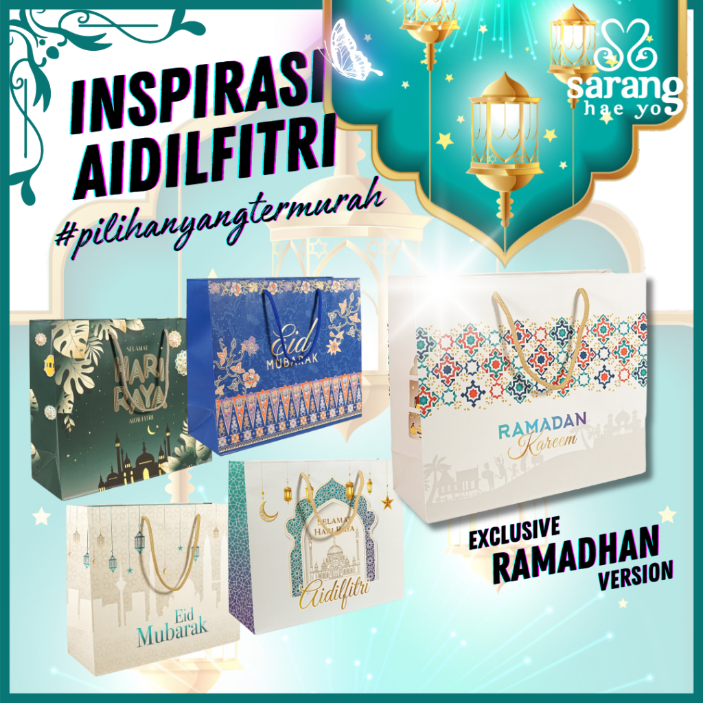 Raya Paper Bag Kraft Goodies Bag Muslim Eid Mubarak Bags Gift Beg Hari ...