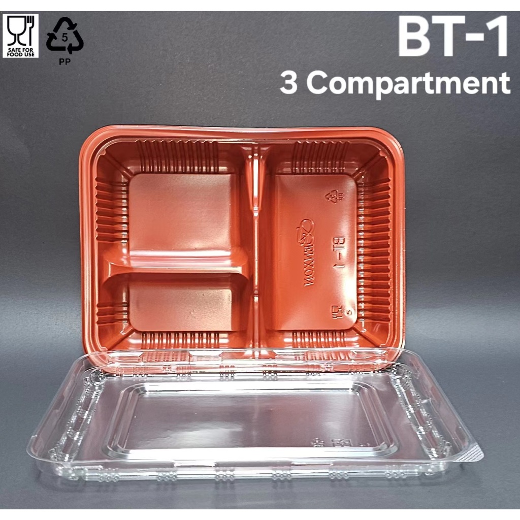 4/3/2/1 Compartment Lunch Box & Lid (50sets) Disposable Bento Box (RED ...