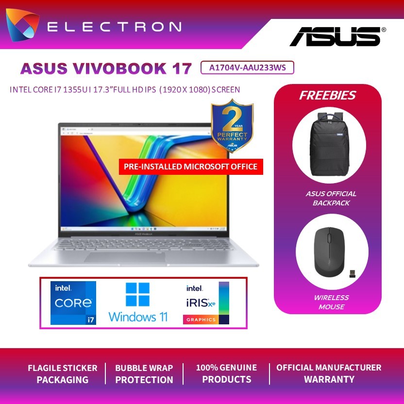 Asus VivoBook 17 A1704V-AAU161WS 17.3'' FHD Laptop Cool Silver ( I7 ...